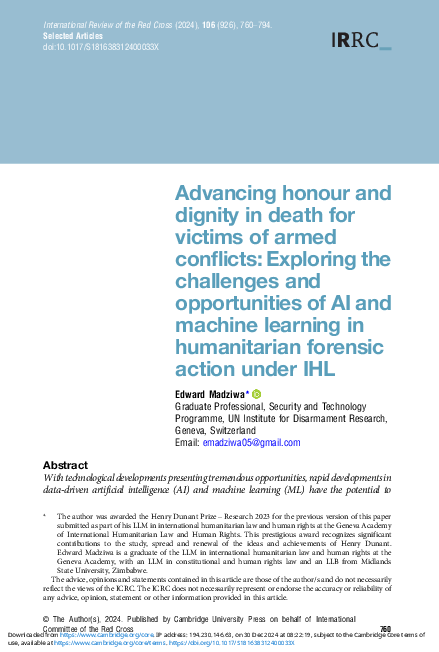 (PDF) Advancing honour and dignity in death for victims of armed conflicts: Exploring the ...