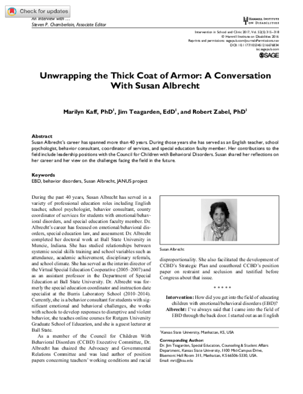 (PDF) Unwrapping the Thick Coat of Armor: A Conversation With Susan ...