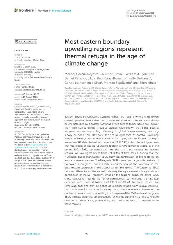 (PDF) Most eastern boundary upwelling regions represent thermal refugia ...