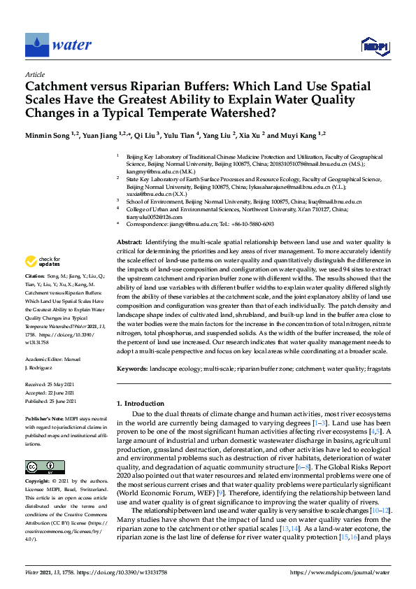 (PDF) Catchment versus Riparian Buffers: Which Land Use Spatial Scales ...