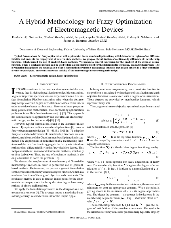 (PDF) A hybrid methodology for fuzzy optimization of electromagnetic devices