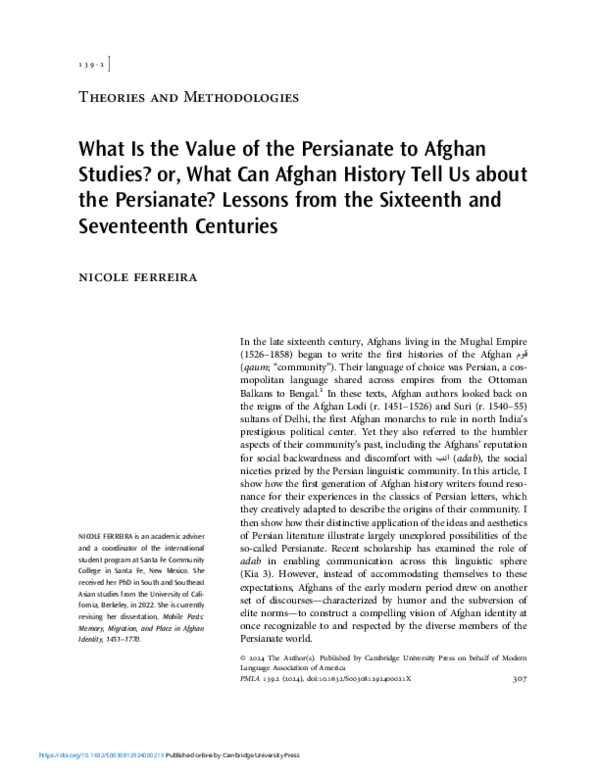 (PDF) What Is the Value of the Persianate to Afghan Studies? or, What ...