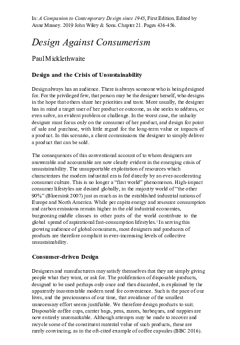 (PDF) Design Against Consumerism
