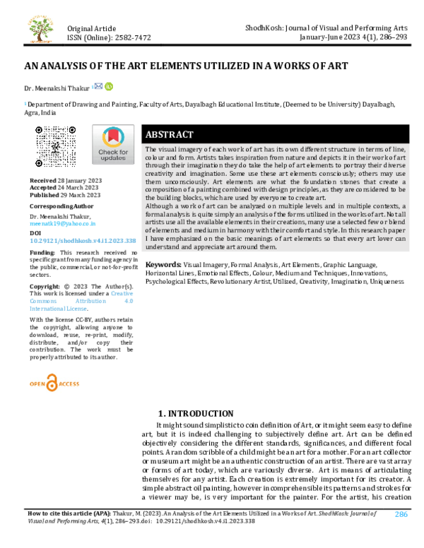 (PDF) An Analysis of the Art Elements Utilized in a Works of Art