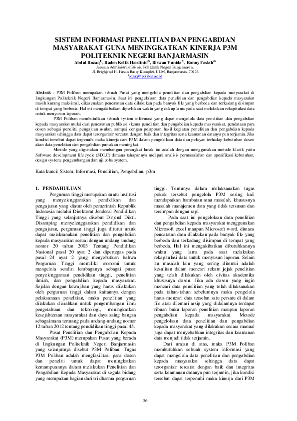 (PDF) Sistem Informasi Penelitian Dan Pengabdian Masyarakat Guna Meningkatkan Kinerja P3M ...