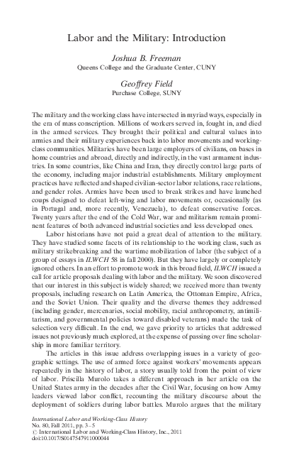 (PDF) Labor and the Military: Introduction
