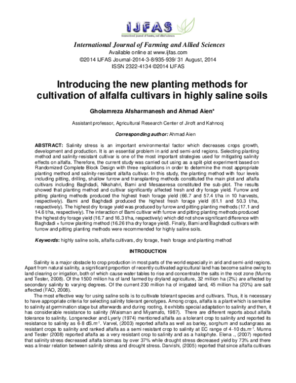 (PDF) Introducing the new planting methods for cultivation of alfalfa ...