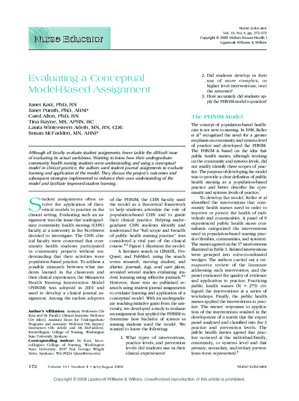 (PDF) Evaluating a Conceptual Model-Based Assignment