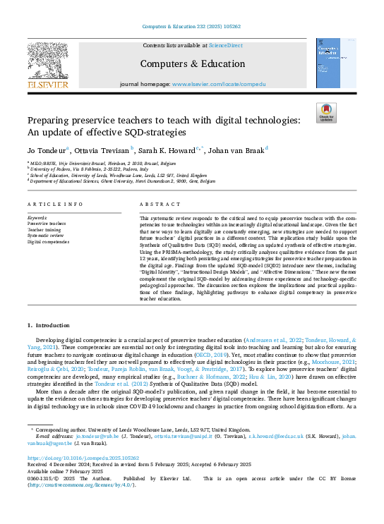 (PDF) Preparing preservice teachers to teach with digital technologies: An update of effective ...