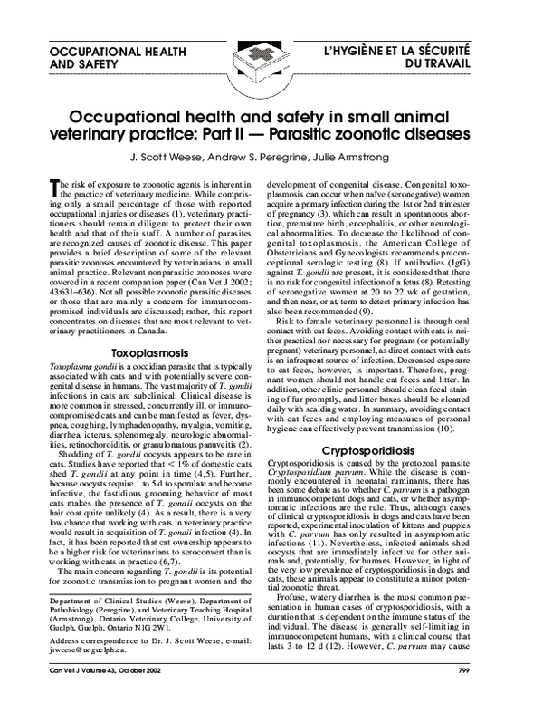 (PDF) Occupational health and safety in small animal veterinary ...
