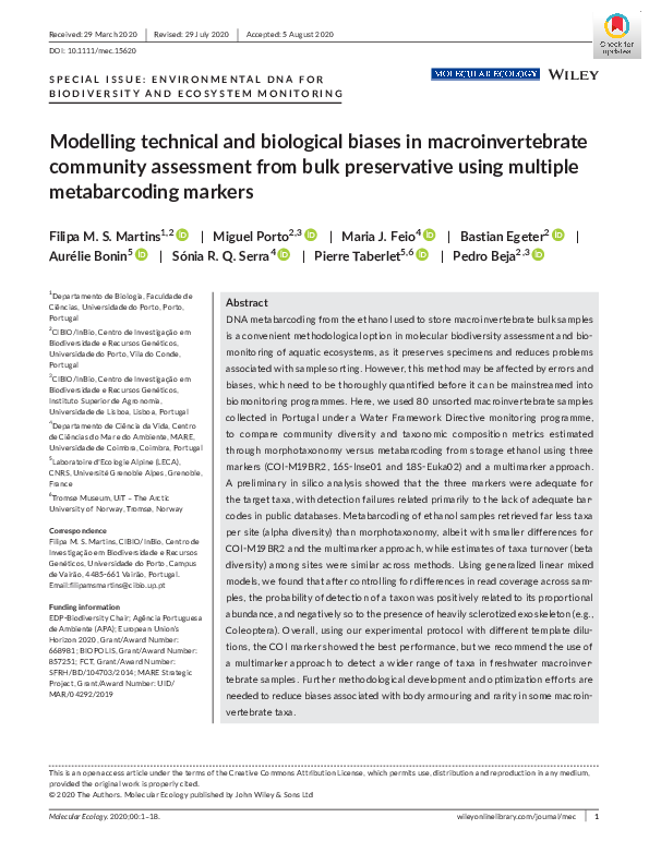 (PDF) Modelling technical and biological biases in macroinvertebrate community assessment from ...