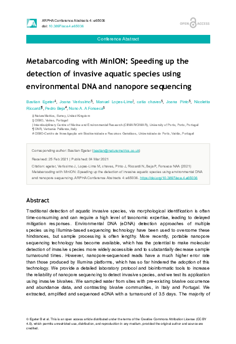 (PDF) Metabarcoding with MinION: Speeding up the detection of invasive aquatic species using ...