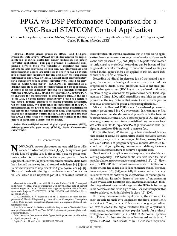 (PDF) FPGA v/s DSP Performance Comparison for a VSC-Based STATCOM ...