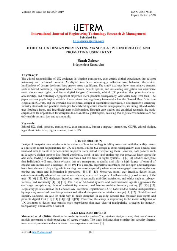 (PDF) Ethical UX Design: Preventing Manipulative Interfaces and ...