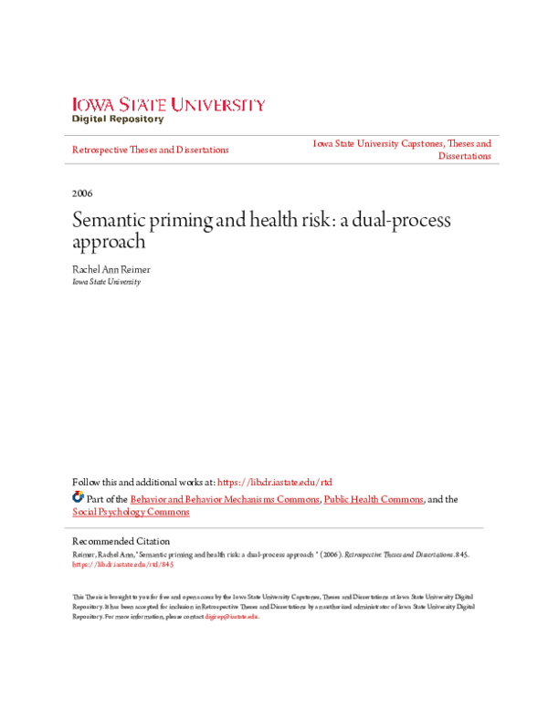 (PDF) Semantic priming and health risk: a dual-process approach
