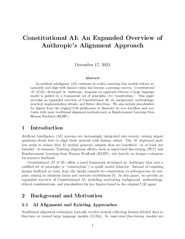 (PDF) Constitutional AI: An Expanded Overview of Anthropic's Alignment ...