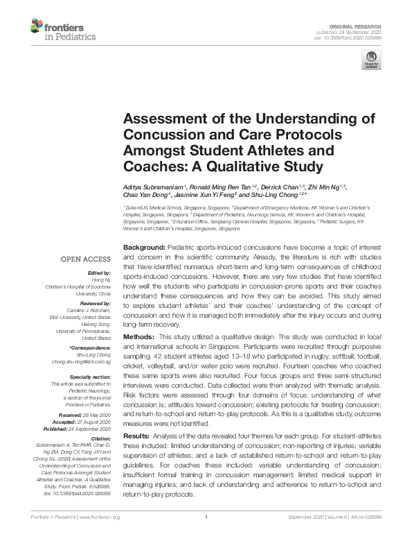 (PDF) Assessment of the Understanding of Concussion and Care Protocols ...