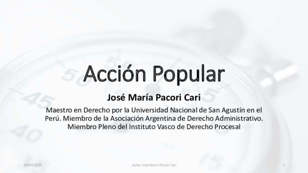 (PDF) PROCESO ACCIÓN POPULAR - DIAPOSITIVAS - AUTOR JOSÉ MARÍA PACORI CARI