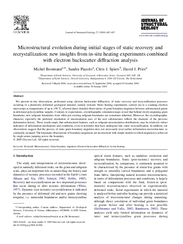 (PDF) Microstructural evolution during initial stages of static ...