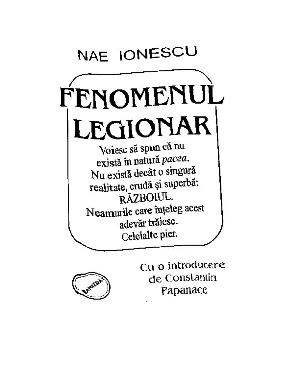 (PDF) Nae Ionescu - Fenomenul legionar