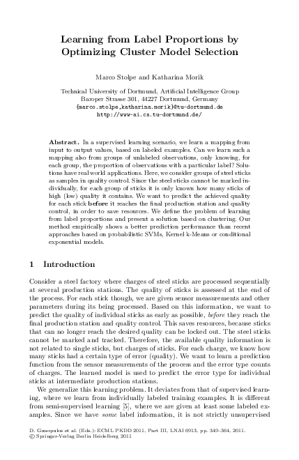 (PDF) Learning from Label Proportions by Optimizing Cluster Model Selection