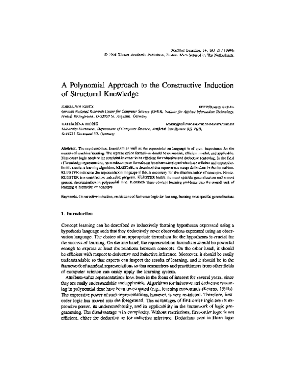 (PDF) A Polynomial Approach to the Constructive Induction of Structural ...