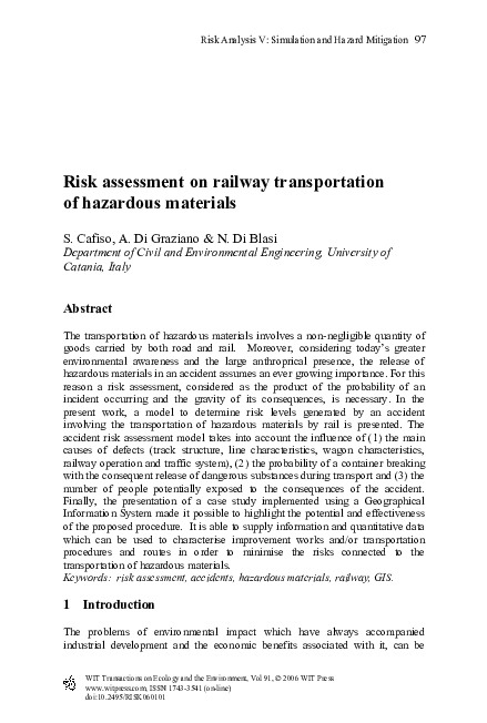 (PDF) Risk assessment on railway transportation of hazardous materials