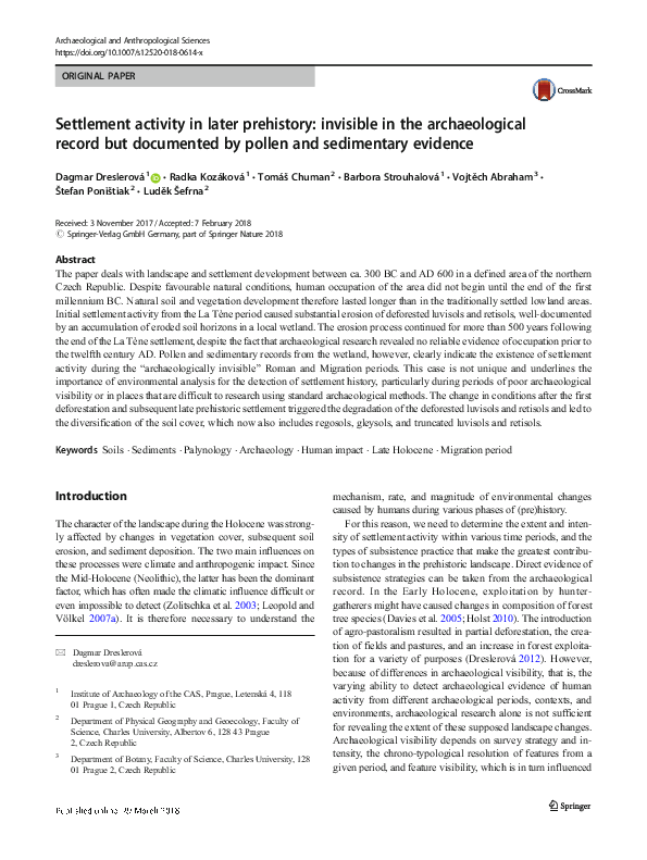 (PDF) Settlement activity in later prehistory: invisible in the ...
