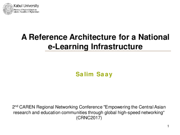 (PDF) A reference architecture for a national e-Learning infrastructure