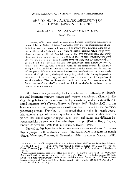 (PDF) Analyzing the Aesthetic Impressions of Alexithymic Japanese Students
