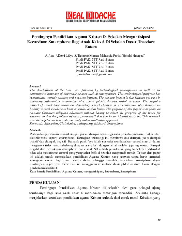 (PDF) Pentingnya Pendidikan Agama Kristen DI Sekolah Mengantisipasi ...