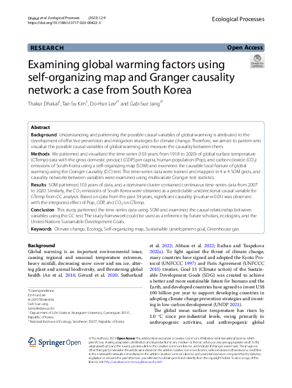(PDF) Examining global warming factors using self-organizing map and Granger causality network ...