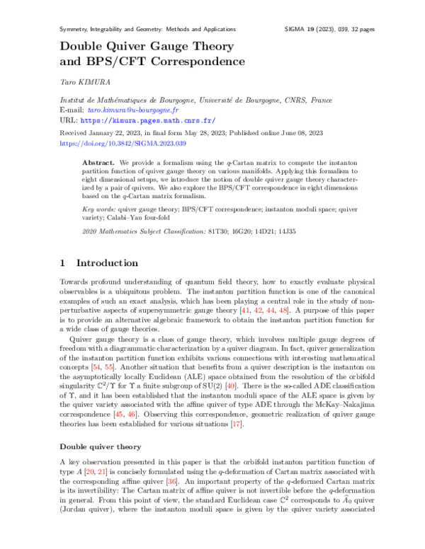 (PDF) Double Quiver Gauge Theory and BPS/CFT Correspondence