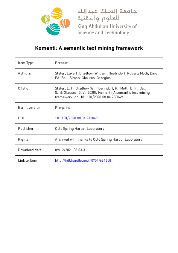 (PDF) Komenti: A semantic text mining framework