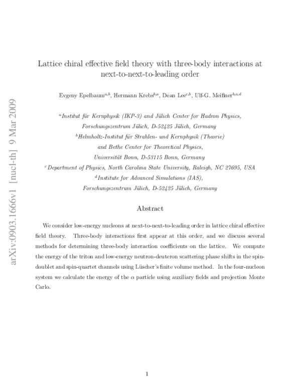 (PDF) Lattice chiral effective field theory with three-body ...