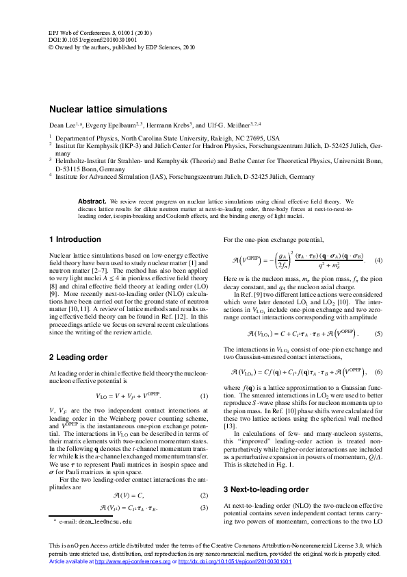 (PDF) Nuclear lattice simulations