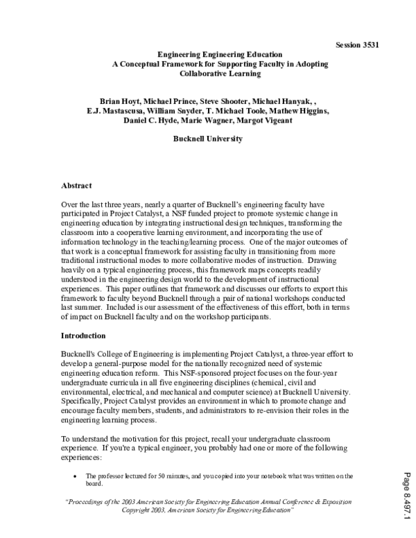 (PDF) Engineering Education A Conceptual Framework For Supporting ...