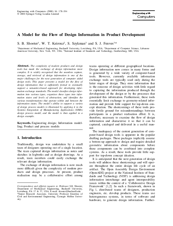 (PDF) A Model for the Flow of Design Information in Product Development