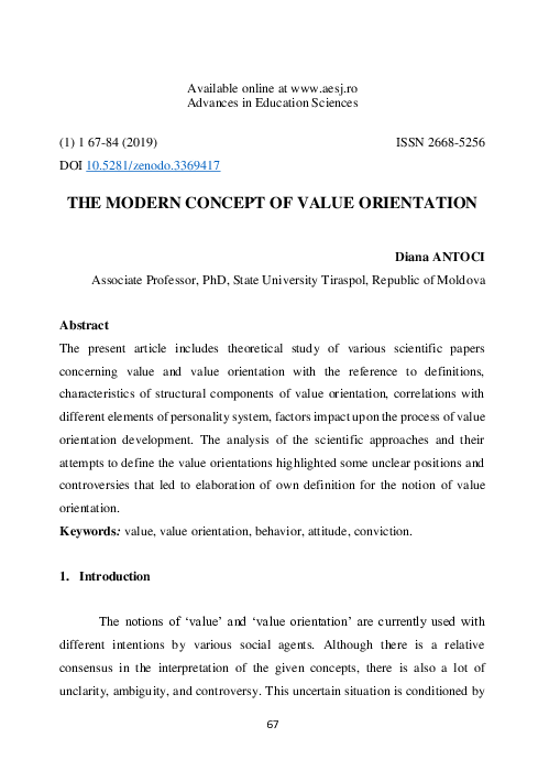 (PDF) The Modern Concept of Value Orientation