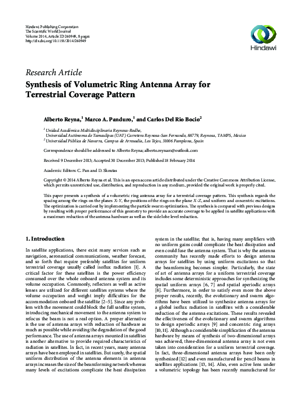 (PDF) Synthesis of Volumetric Ring Antenna Array for Terrestrial ...