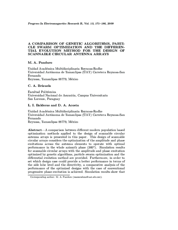 (PDF) A Comparison of Genetic Algorithms, Particle Swarm Optimization and the Differential ...