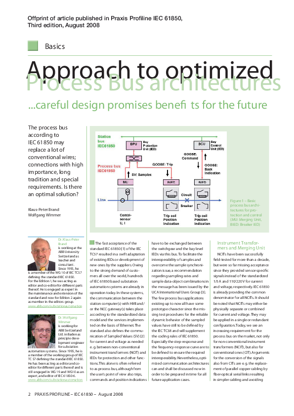 (PDF) Approach to optimized Process Bus architectures