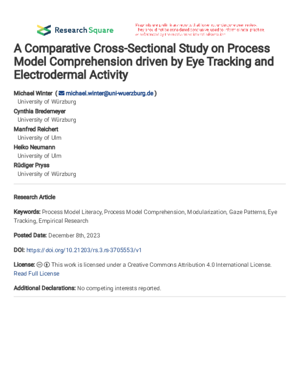 (PDF) A Comparative Cross-Sectional Study on Process Model Comprehension driven by Eye Tracking ...