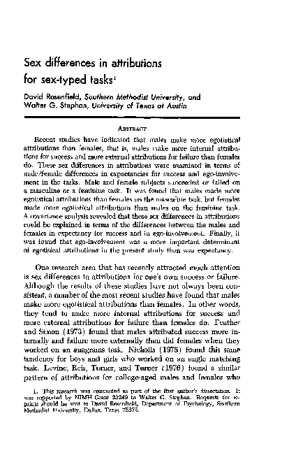 (PDF) Sex differences in attributions for sex-typed tasks1