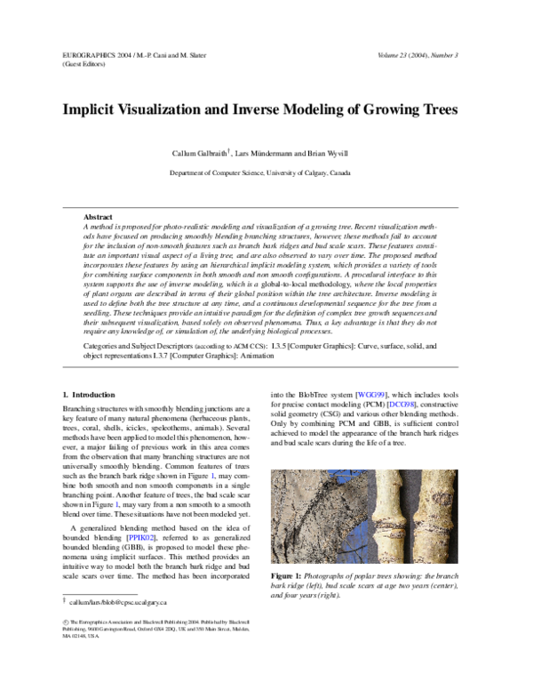 (PDF) Implicit Visualization and Inverse Modeling of Growing Trees