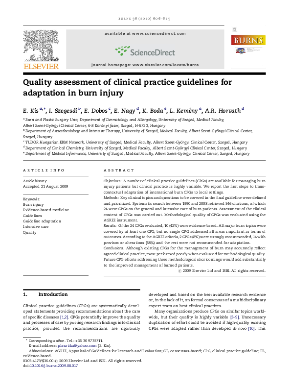 (PDF) Quality assessment of clinical practice guidelines for adaptation ...