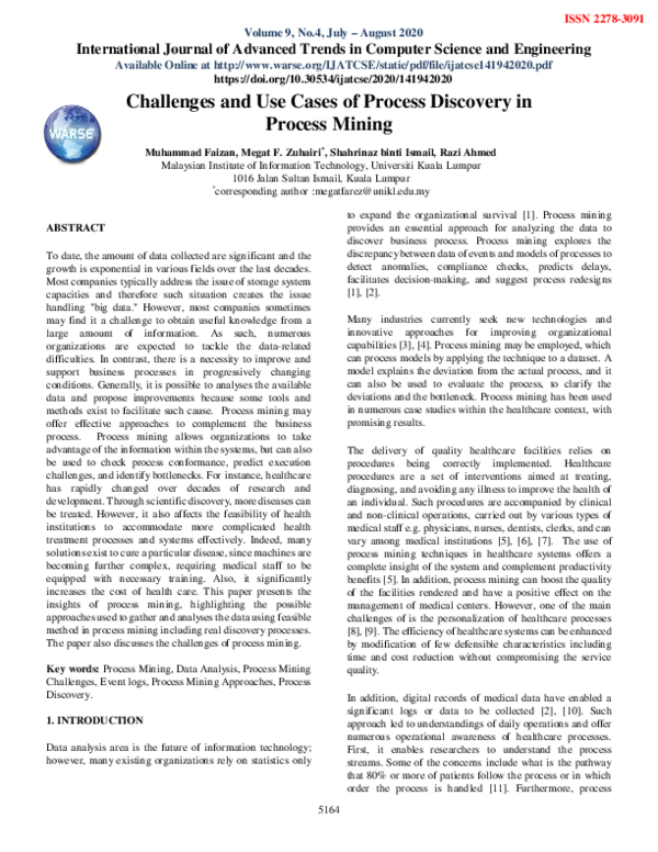 (PDF) Challenges and Use Cases of Process Discovery in Process Mining