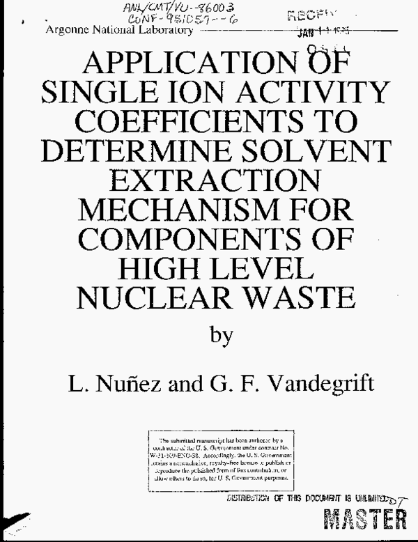 (PDF) Application of Single-Ion Activity Coefficients to Determine the Solvent Extraction ...