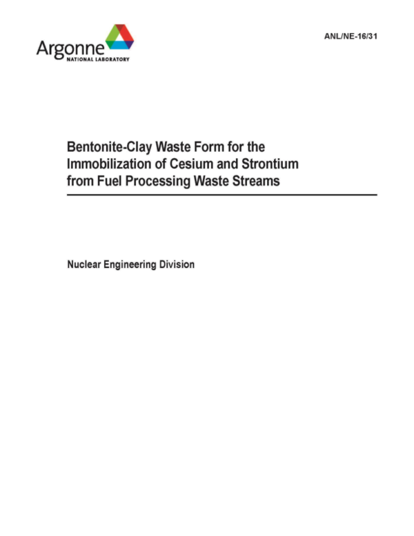 (PDF) Bentonite-Clay Waste Form for the Immobilization of Cesium and ...