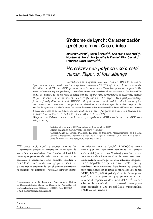 (PDF) S ndrome de Lynch: Caracterizaci n gen tico cl nica. Caso cl nico